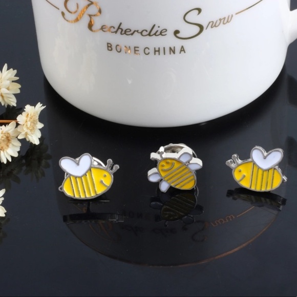Accessories | New 3 Piece Bee Set Of Thick Cartoon Enamel Pins | Poshmark